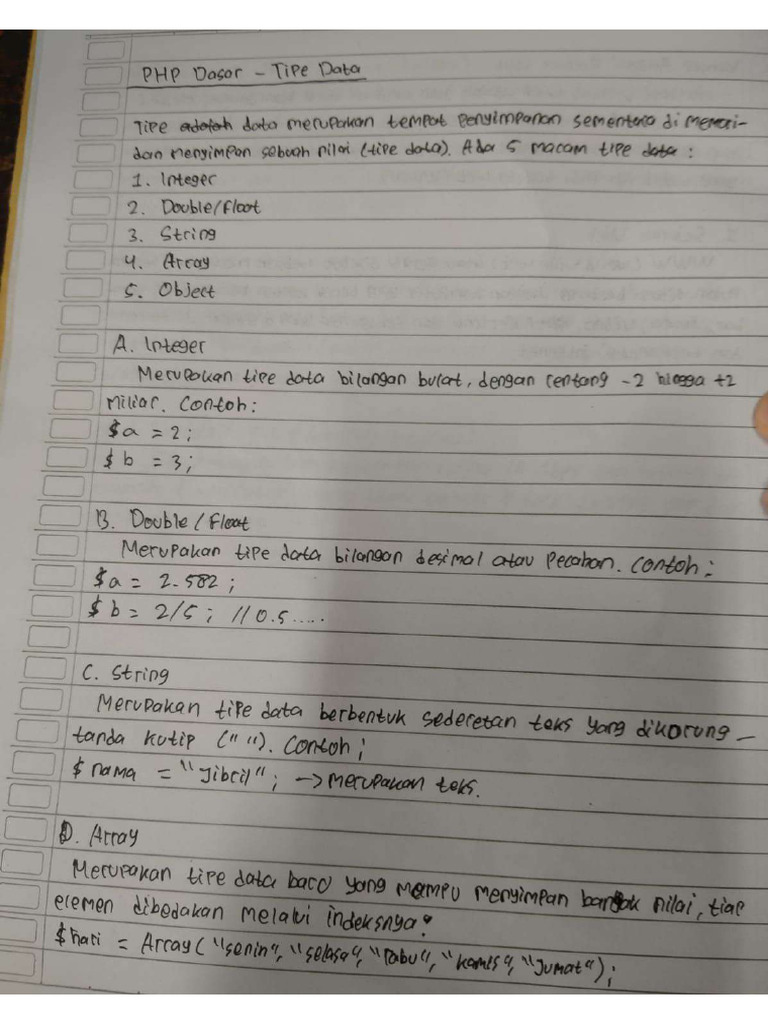 Rangkuman Tipe Data | PDF