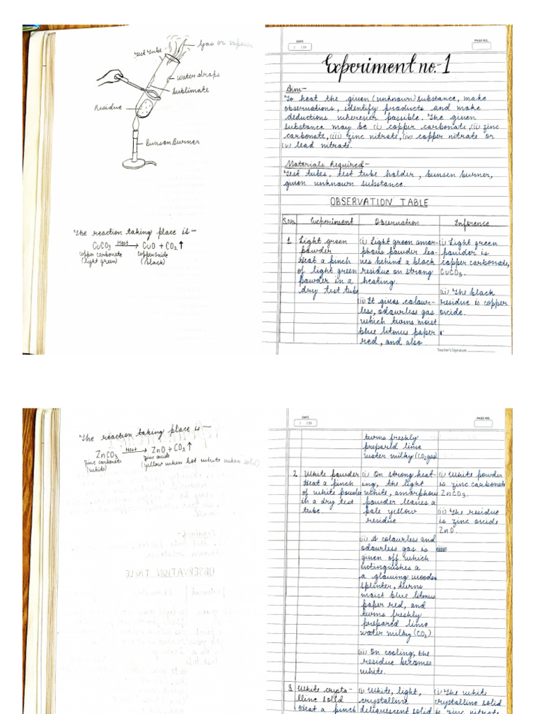 Chemistry Practical Class X (Experiment 1 and 2) | PDF