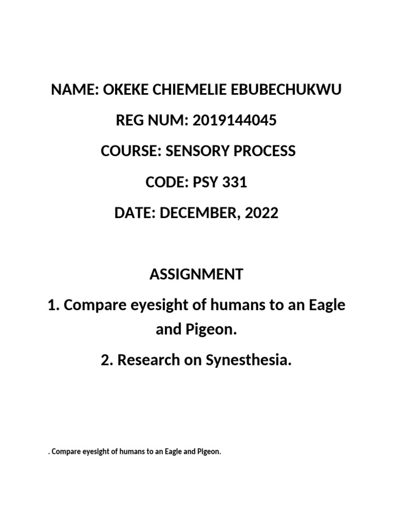 Human vs. Bird Eyesight & Synesthesia | PDF | Senses | Perception