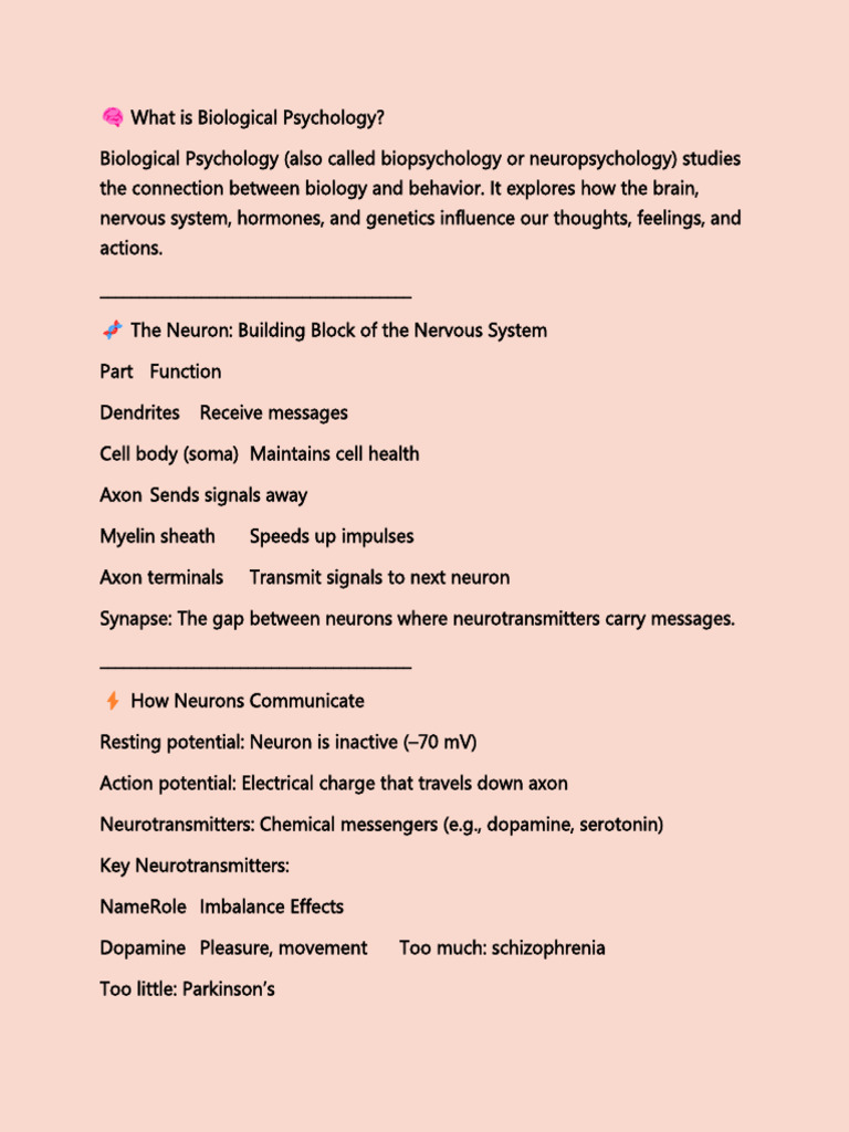 What Is Biological Psychology | PDF | Nervous System | Brain