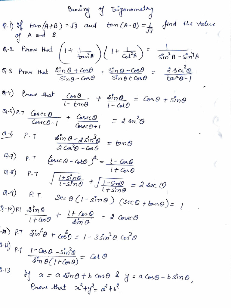 Trigonometric Identities and Solutions | PDF