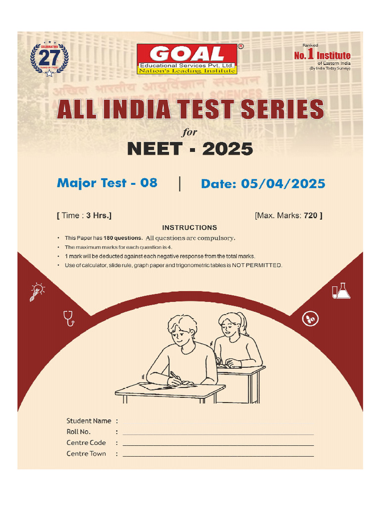 Aits Major Test 08 (05.04.2025) Q With S | PDF | Biology | Cell Biology