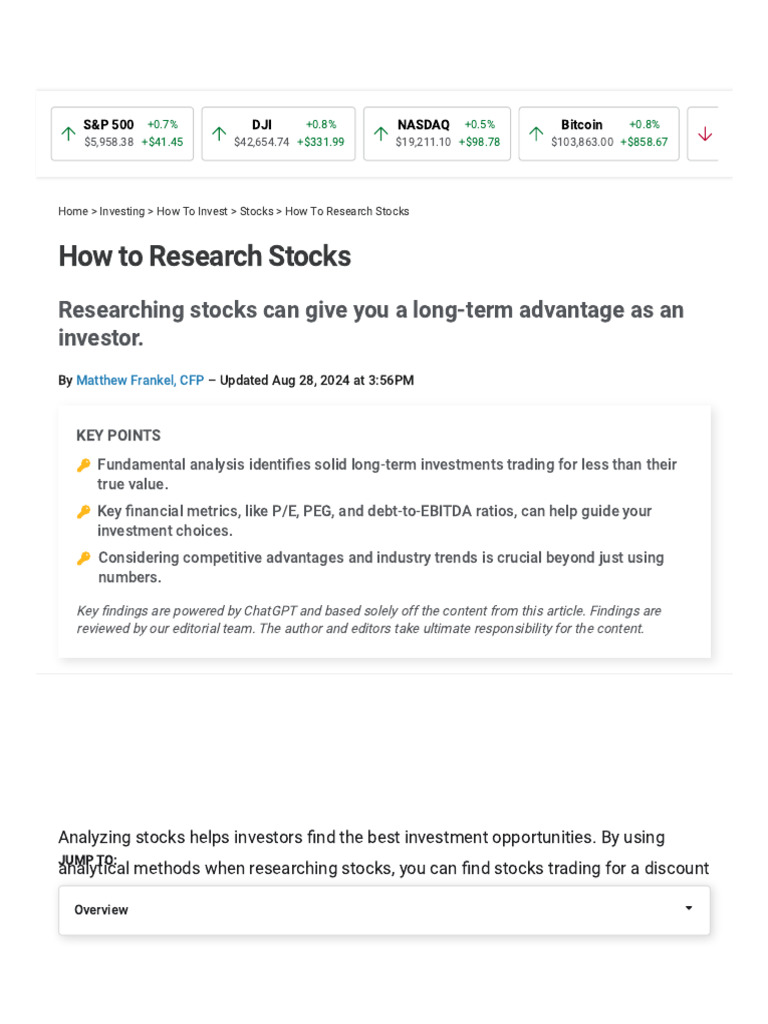 How To Research Stocks To Buy & Consider - The Motley Fool | PDF ...