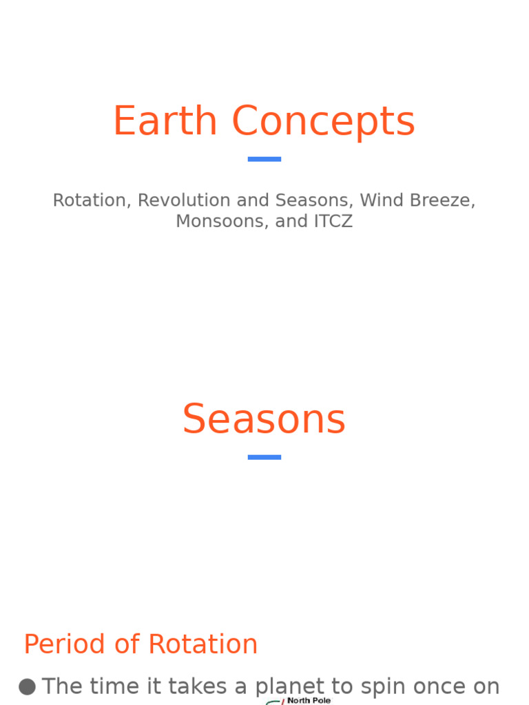 Rotation, Revolution & Seasons | PDF | Equator | Monsoon