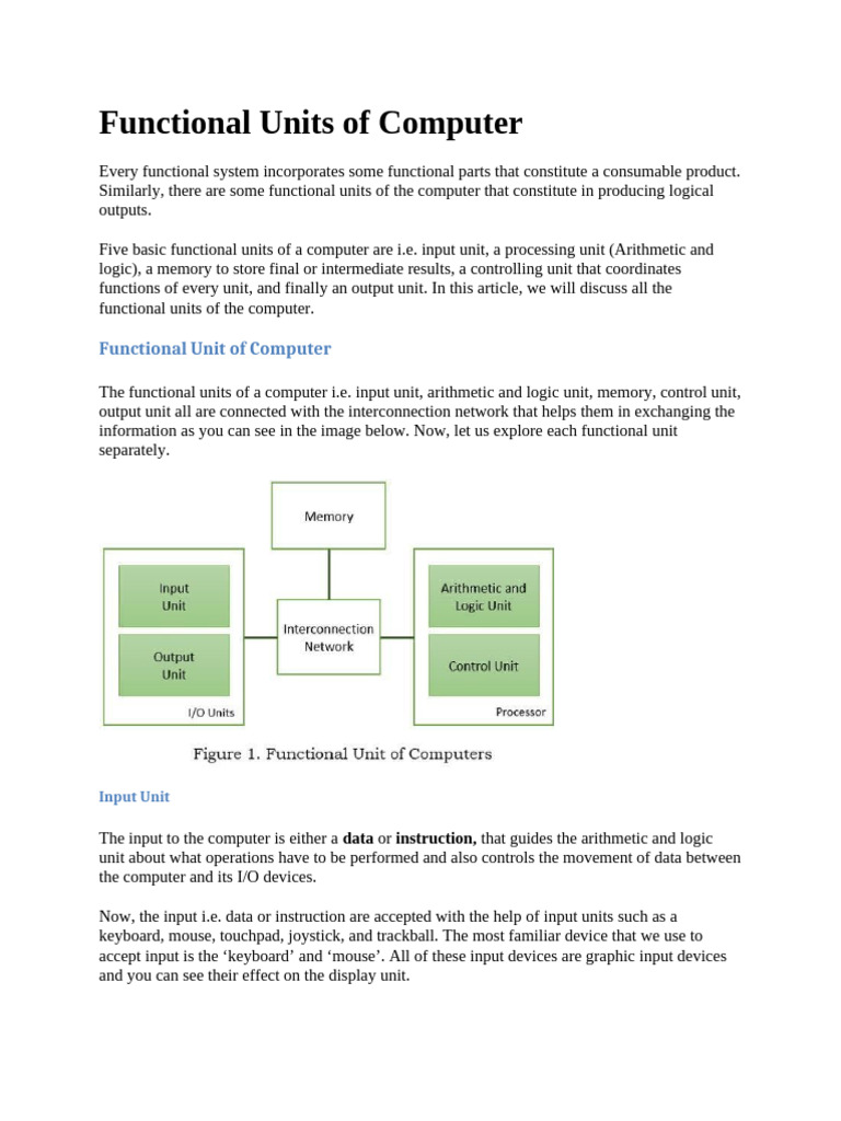 Functional Units of Computer | PDF | Computer Data Storage | Input/Output