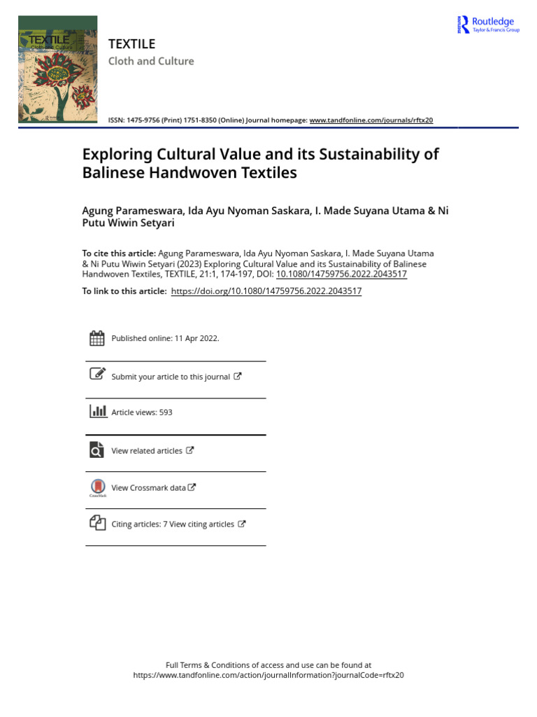 Sustainability of Balinese Textiles | PDF | Bali | Textiles