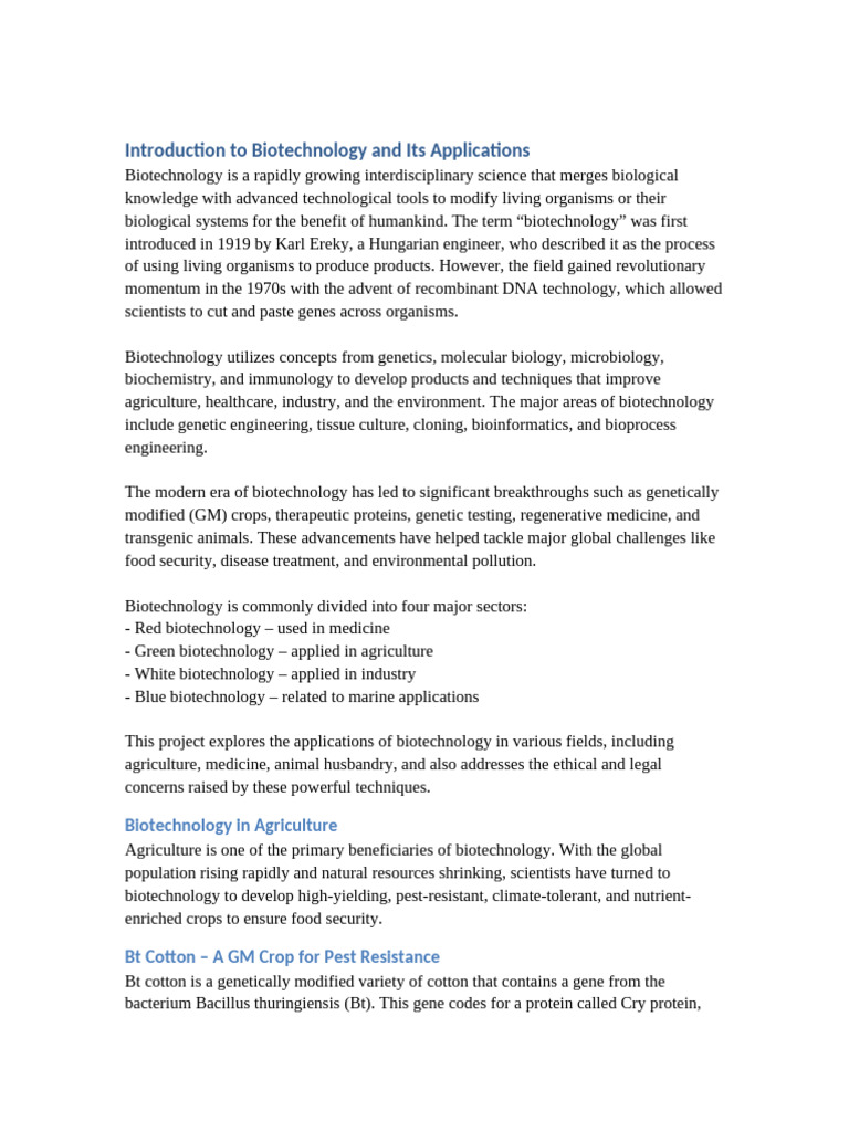 Full Biotechnology Project | PDF | Biotechnology | Genetic Engineering