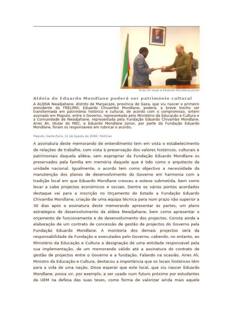 Aldeia de Eduardo Mondlane | PDF