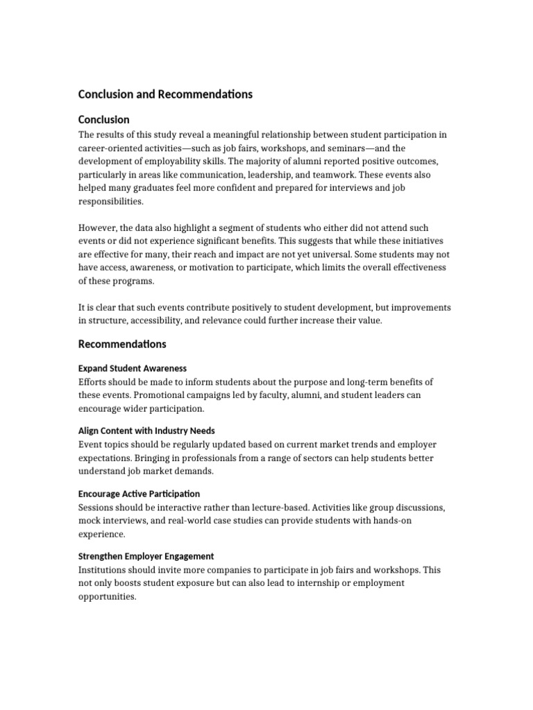 Conclusion and Recommendations Original | PDF | Employment | Mentorship