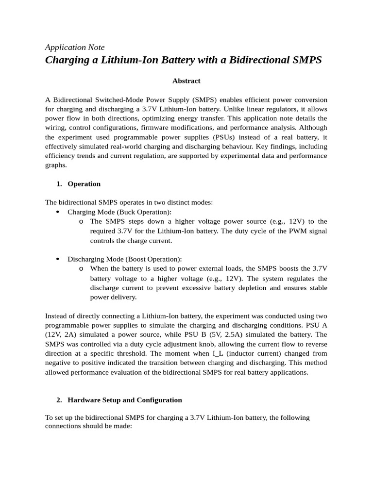 Bidirectional SMPS for Lithium-Ion Charging | PDF | Power Supply ...