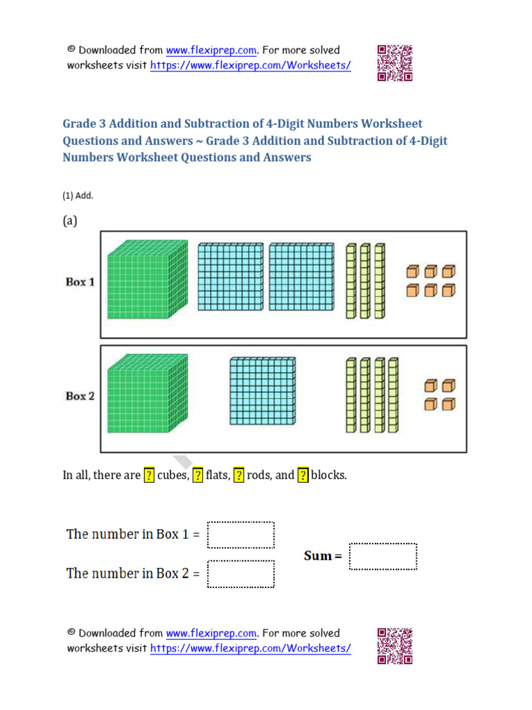 Grade 3 4-Digit Addition & Subtraction Worksheets | PDF