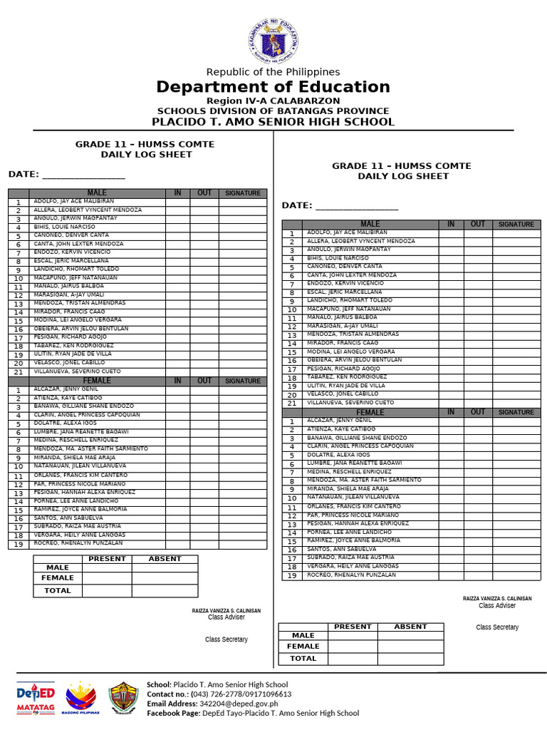 Comte Log Inout Attendance | PDF