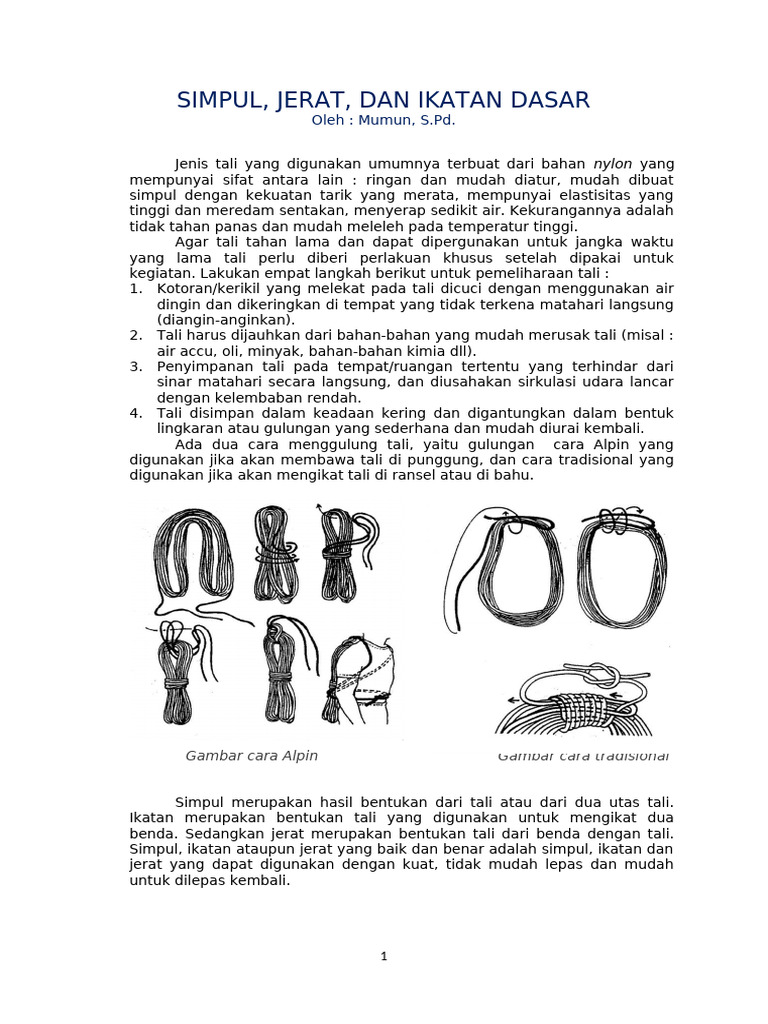 Simpul dan Ikatan Dasar Pramuka | PDF