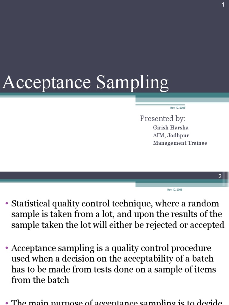 Acceptance Sampling | PDF | Sampling (Statistics) | Evaluation Methods