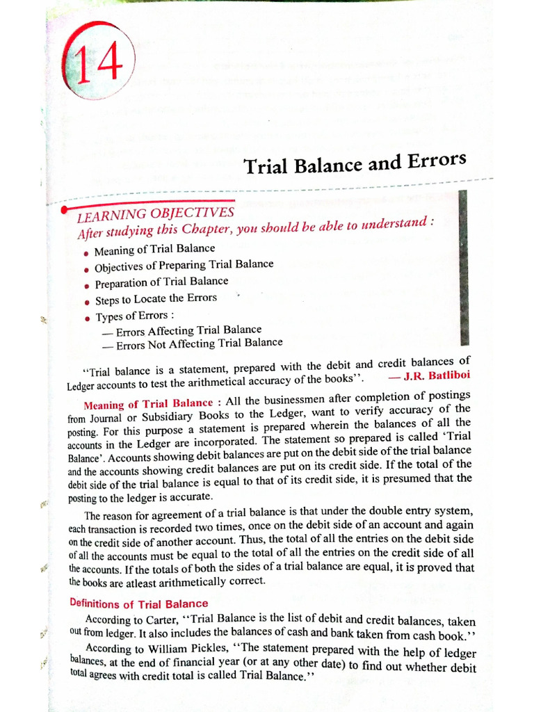 Trial Balance and Error | PDF