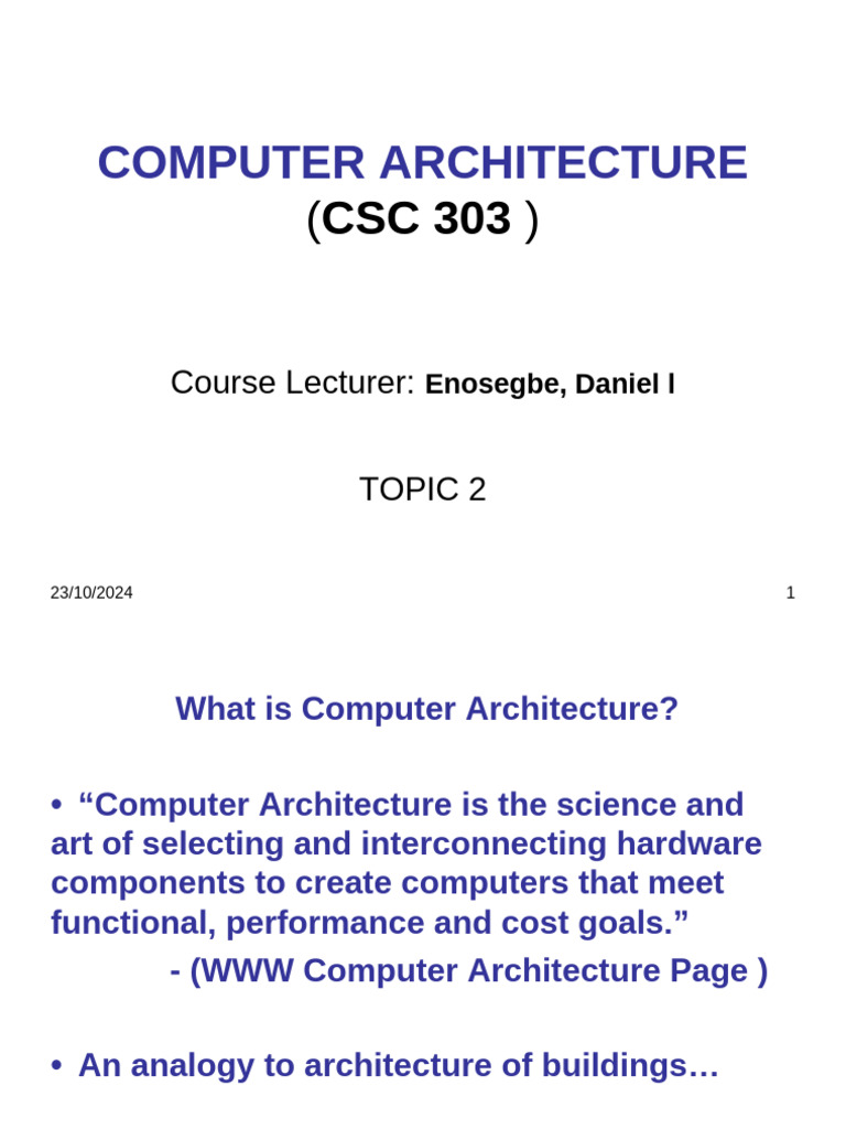 Lecture Note Two John Von Newman Arch 23102024 | PDF | Central Processing Unit | Programming