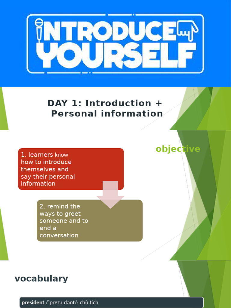 Developing - Day 1 - Introduction + Personal Information | PDF ...