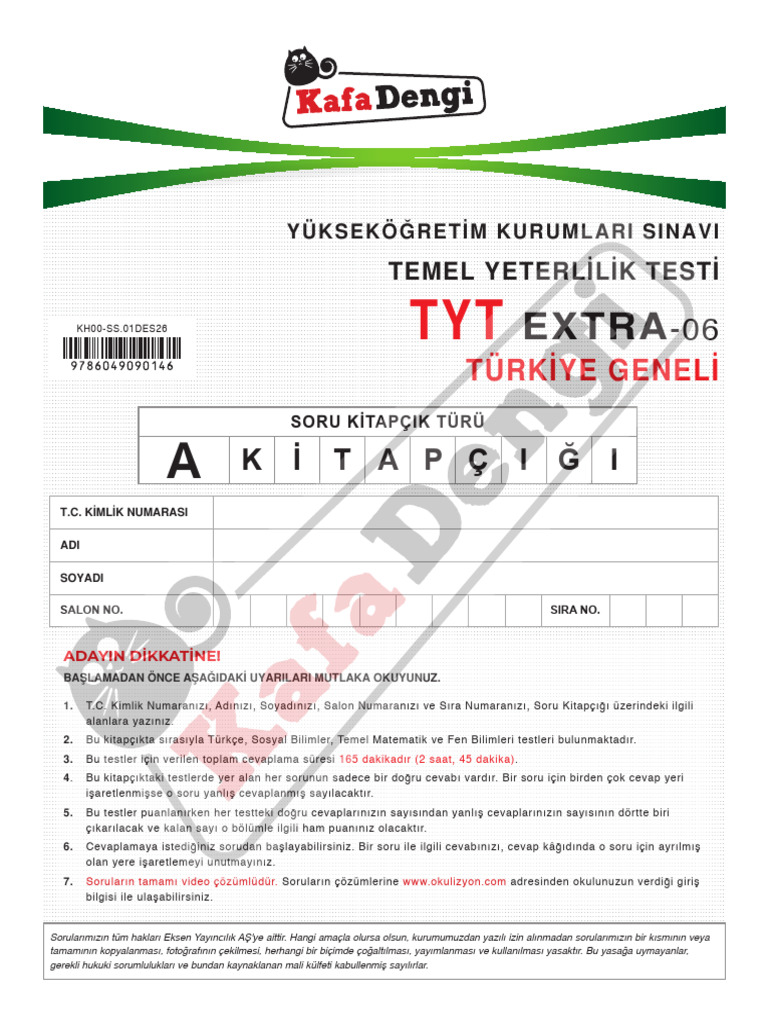 1365 Extra Yks 1 Oturum Tyt 06 TGS KH00 SS 01des26 | PDF