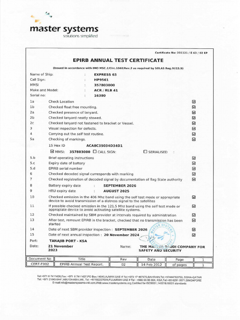 17a. E63-Hru For Epirb Exp | PDF