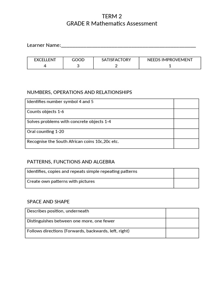 NEW Term 2 Mathematics Assessment 2024 | PDF