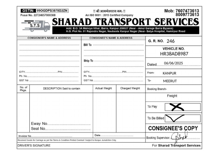 S.T.S Builty Consignee | PDF