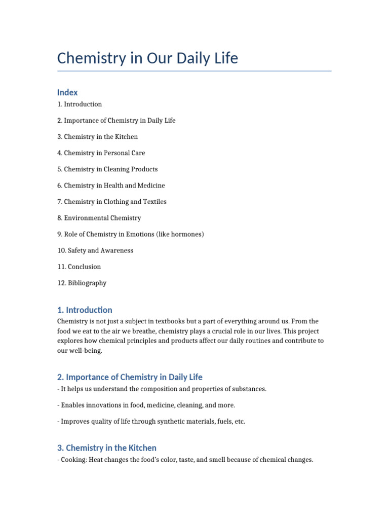 Chemistry in Daily Life Final Project | PDF | Chemistry