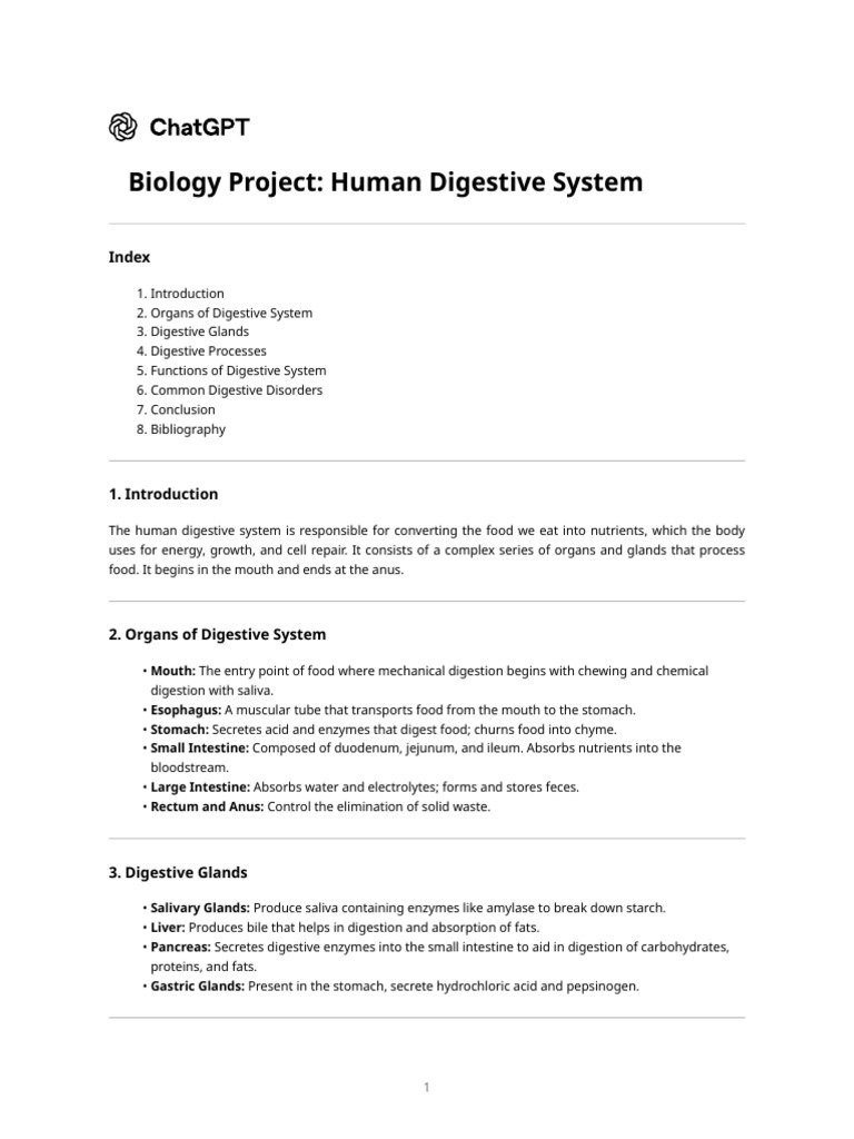 Human Digestive System Project Overview | PDF | Digestion | Human ...