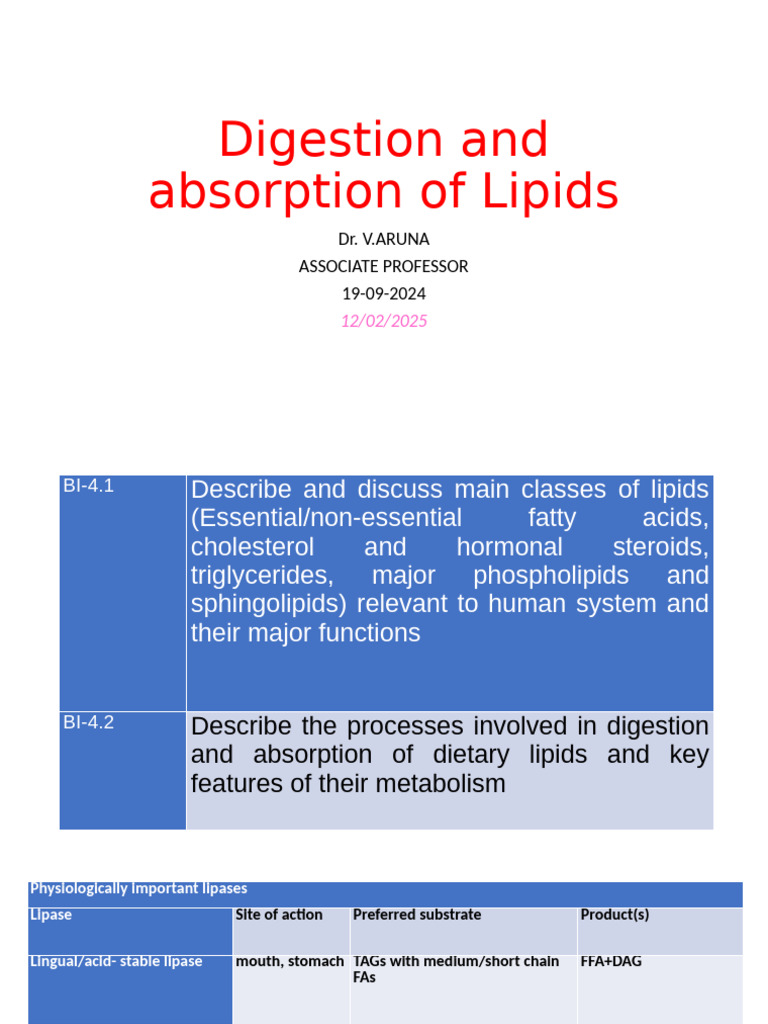 Lipid Digestion and Absorption Overview | PDF | Lipoprotein | Digestion