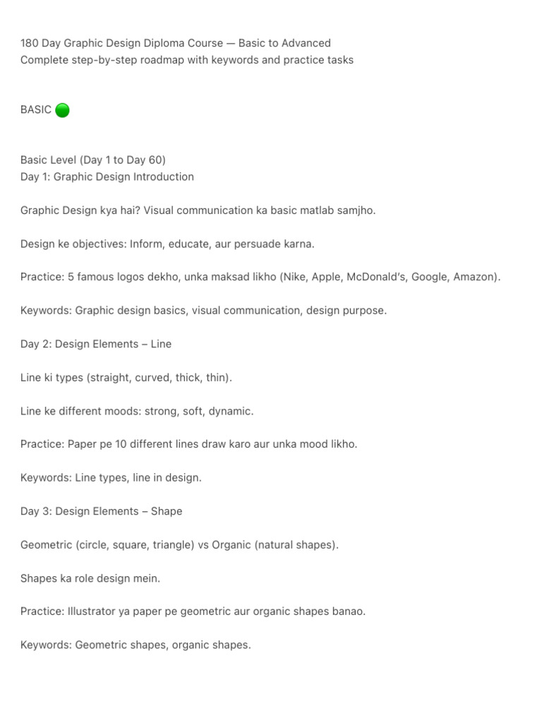 180 Day Graphic Design Diploma Course - Basic To Advanced | PDF | Adobe ...