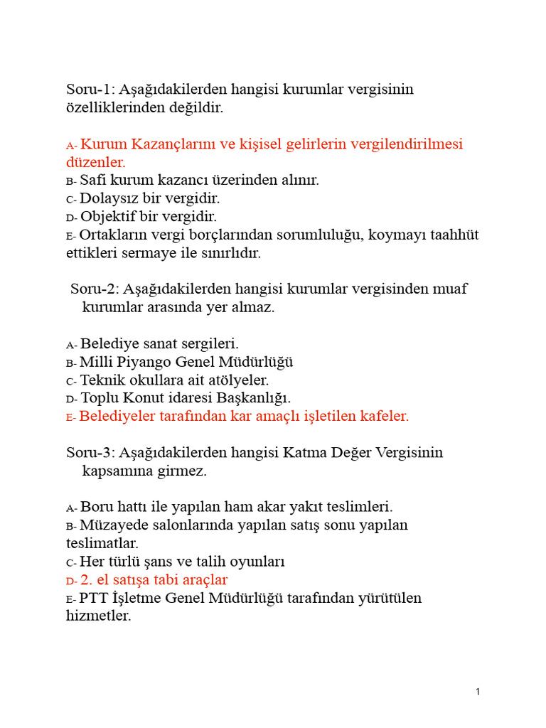 Vergi̇ Sorulari-1 | PDF