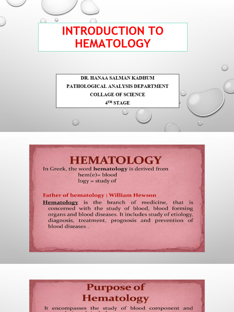 Introduction to Hematology Basics | PDF | Blood | Anemia