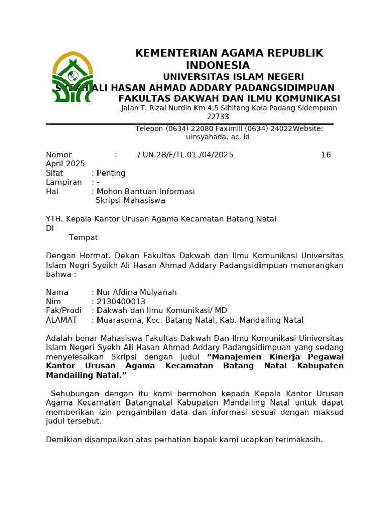Surat Riset 12 | PDF