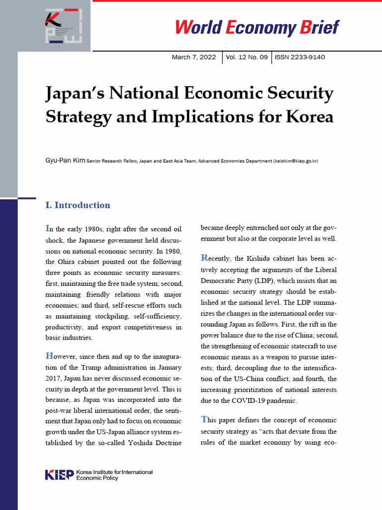 Japan's National Economic Security Strategy and Implications For Korea ...