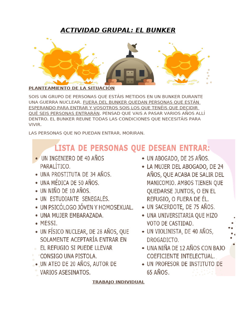 Actividad Grupal El Bunker | PDF