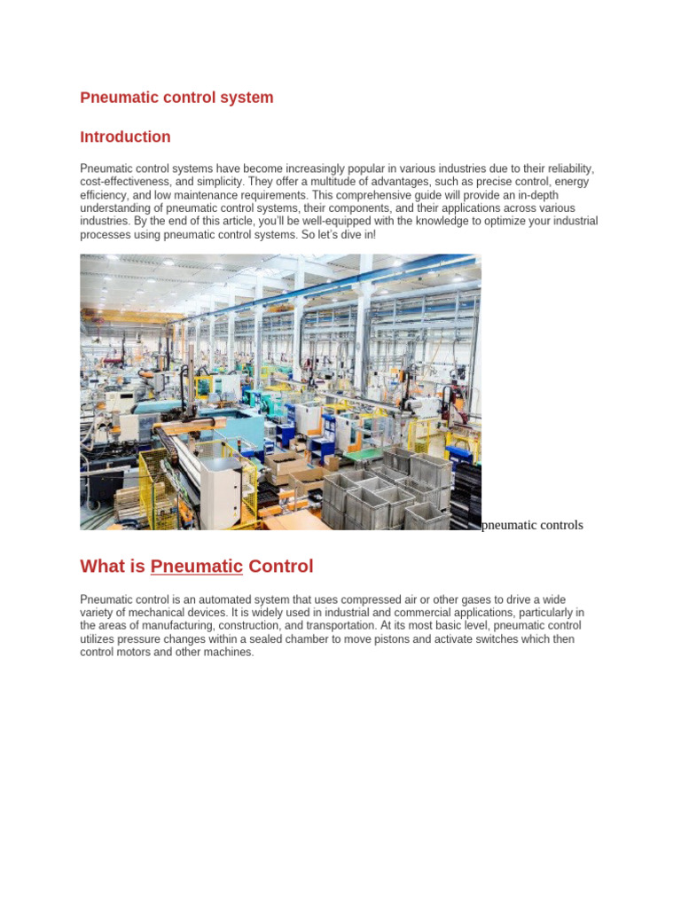 Overview of Pneumatic Control Systems | PDF | Pneumatics | Valve