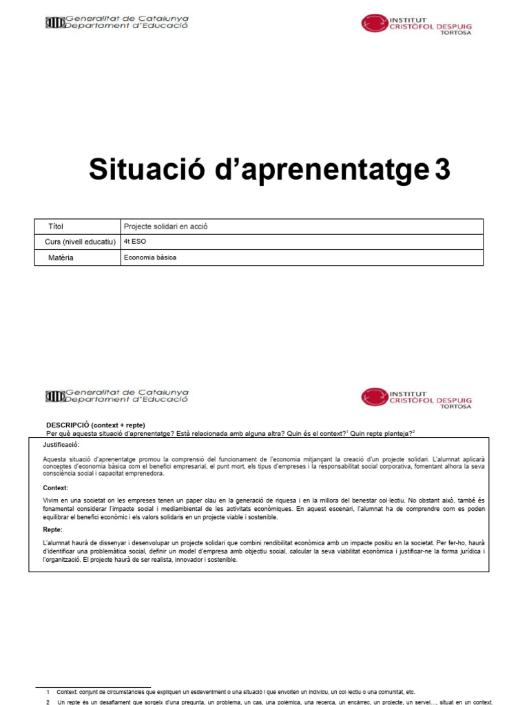 SA3. Projecte Solidari en Acció | PDF