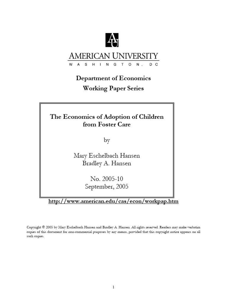 The Economics of Adoption of Children | PDF | Cost Of Living | Adoption