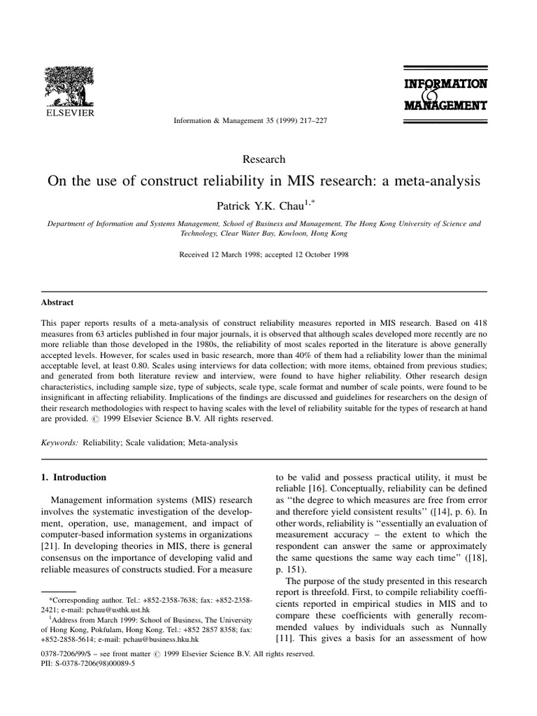 Ya Wen Part-On The Use of Construct Reliability in M | PDF | Validity (Statistics) | Research ...