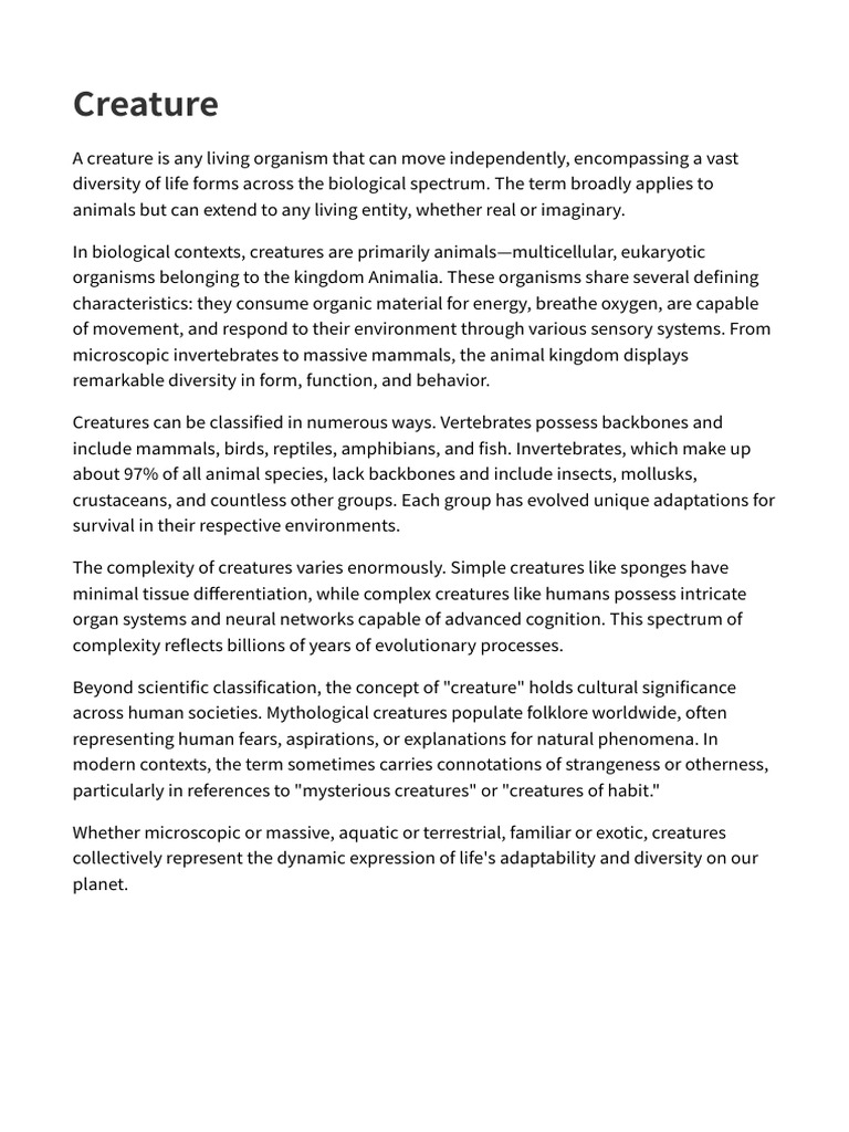 Understanding Creatures and Their Diversity | PDF