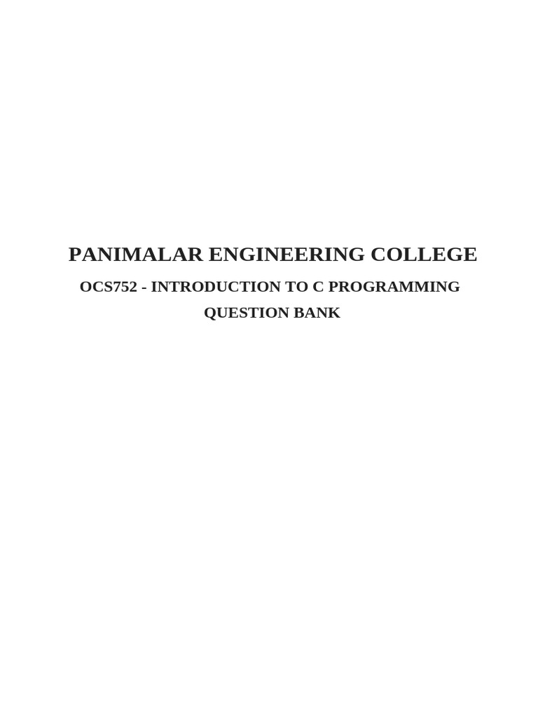 C Programming Question Bank and Syllabus | PDF | Matrix (Mathematics) | Pointer (Computer ...