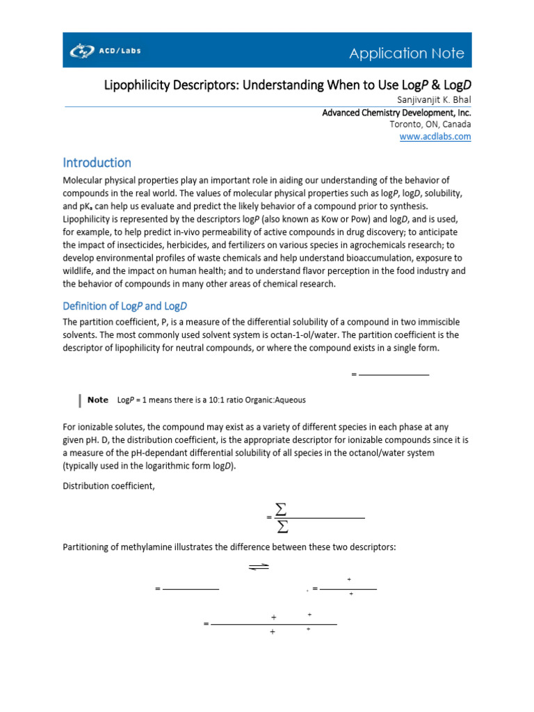 Logp Vs Logd1 | PDF | Chemical Substances | Physical Chemistry