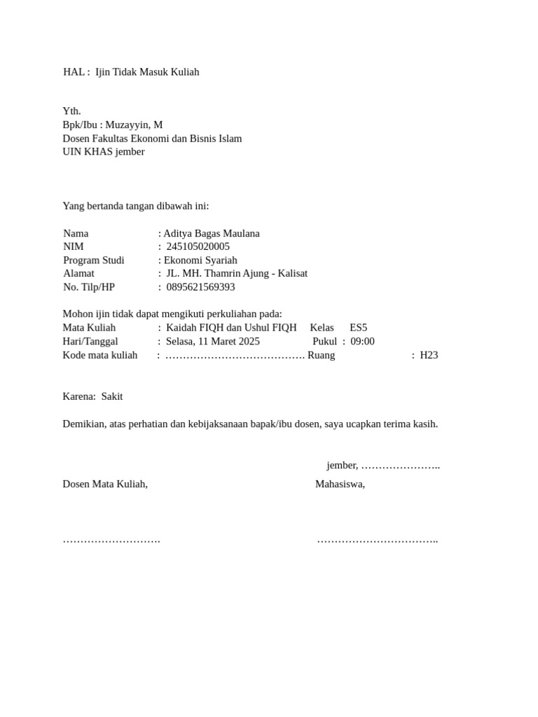 Template Surat Izin | PDF