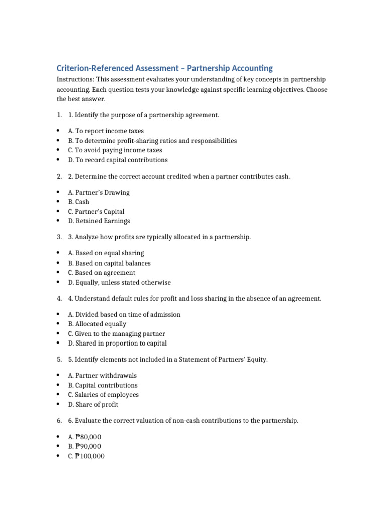 Criterion Referenced Assessment Partnership Accounting | PDF | Business ...