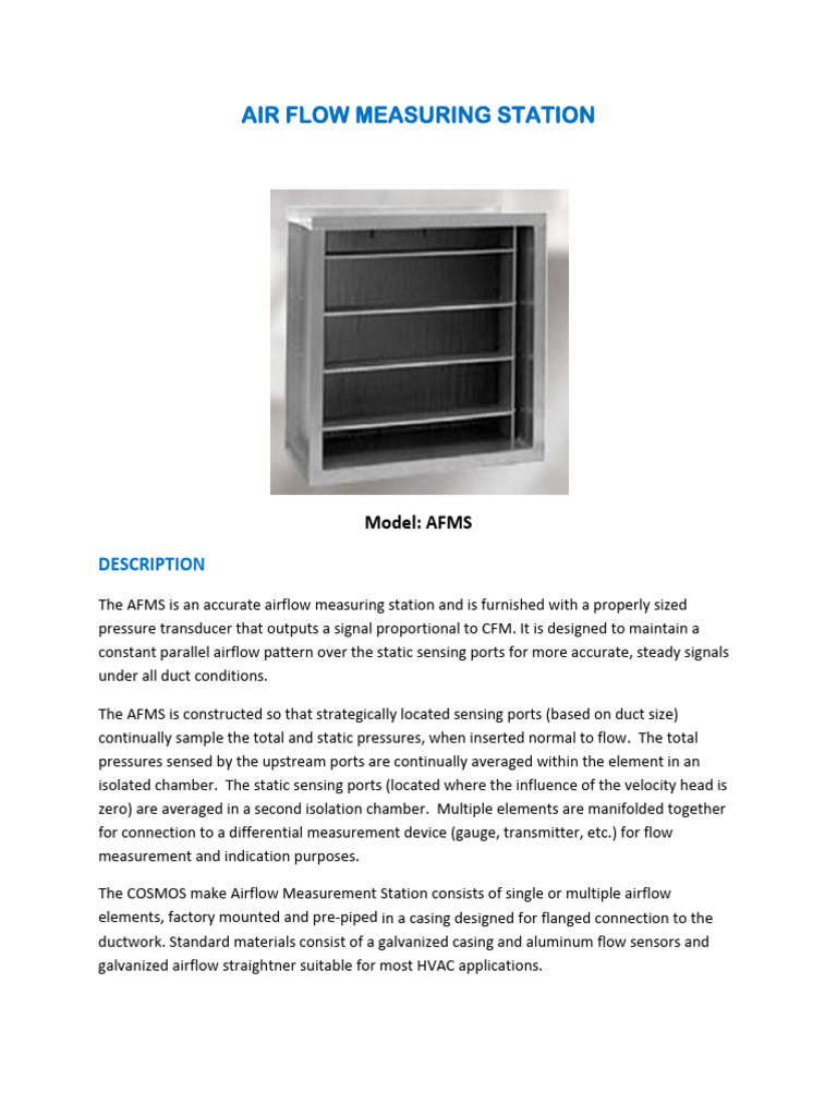 TDS - Air Intake Flow Monitoring Device | PDF | Flow Measurement | Duct ...