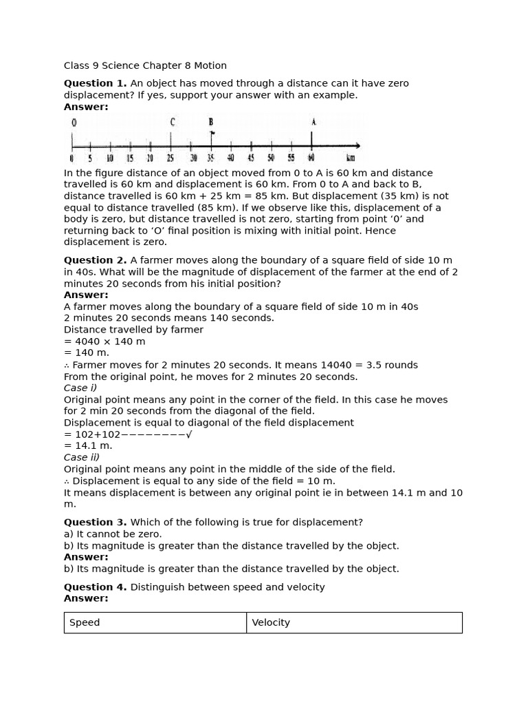 Class 9 Science Chapter 8 Motion | PDF | Speed | Acceleration