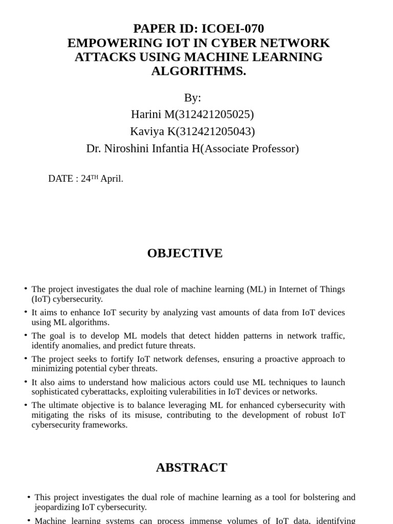 Project PPT Final | PDF | Machine Learning | Internet Of Things