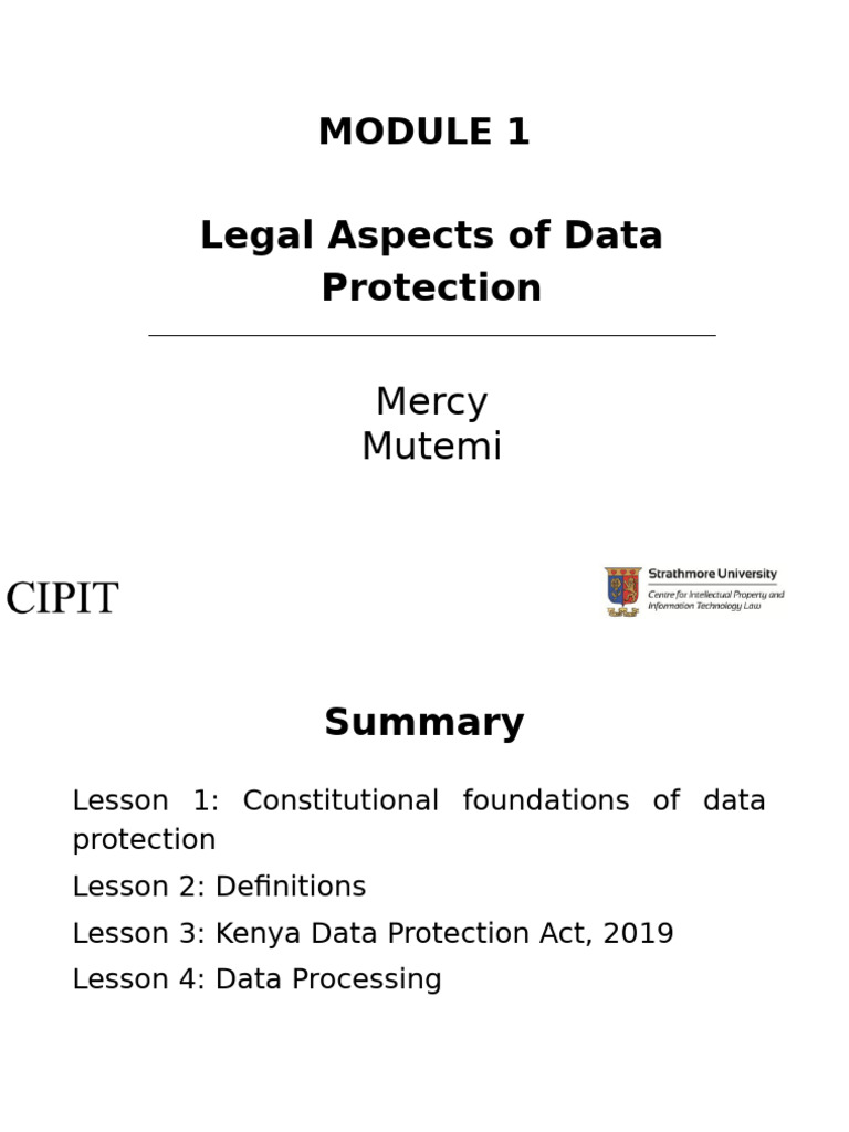Module 1 - Legal Aspects of Data Protection | PDF | Human Rights | Privacy