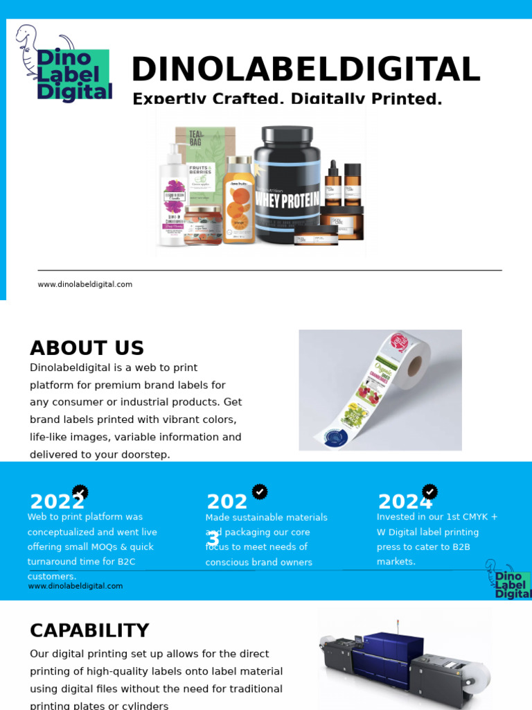 Dino Label Digital Pitch Deck | PDF | Printing | Brand