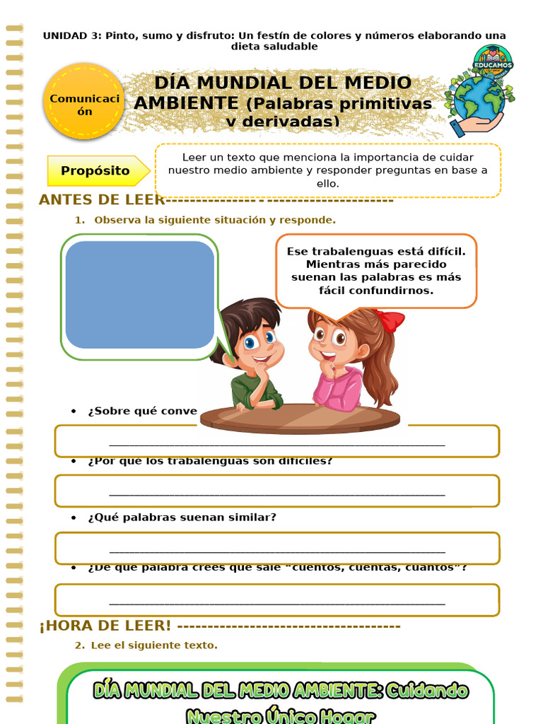 u3-Ficha-d1-Adcom-día Mundial Del Medio Ambiente | PDF