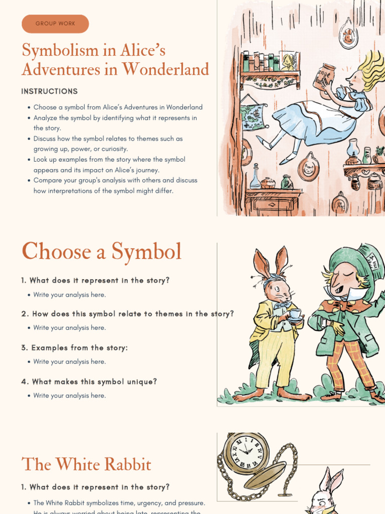 Alice's Adventures in Wonderland Symbolism Analysis Groupwork in Red ...